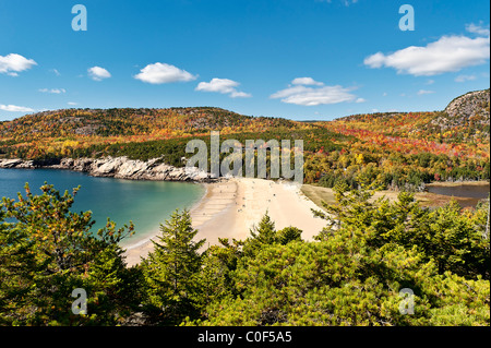 Sand Beach of Acadia National Park on east side of Mount Desert Island ...