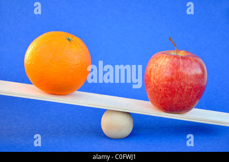 Comparing apples to oranges - the juxtaposition Stock Photo - Alamy