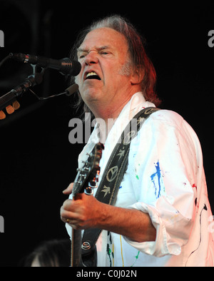 Neil Young performing live at Malahide Castle Dublin, Ireland - 29.06. ...