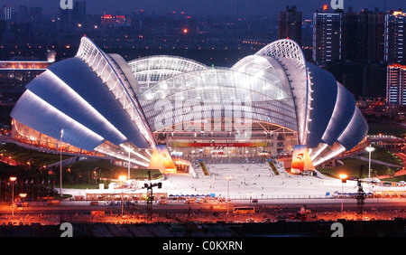 The night view of Shenyang Olympic Sports Center Stadium, which has ...
