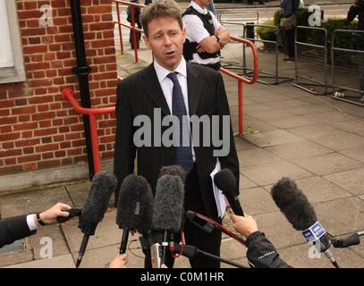 Solicitor David Corker speaks to the press outside Uxbridge Magistrates ...