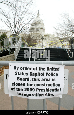 The Inaugural Stands under construction in preparation for the swearing ...