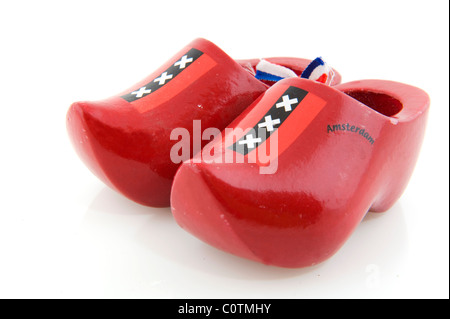 Dutch clogs from Amsterdam in red with flag ribbon Stock Photo - Alamy