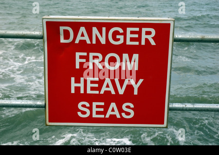 "Danger from Heavy Seas" sign at Scarborough North Bay, Yorkshire ...