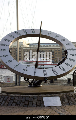 London ; St Katharine's Dock ; Sundial by Wendy Taylor, 1973 ; October ...