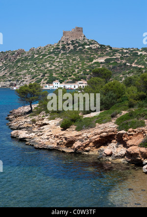 view of the castle on Cabrera Island, Mallorca, Balearic Islands, Spain ...