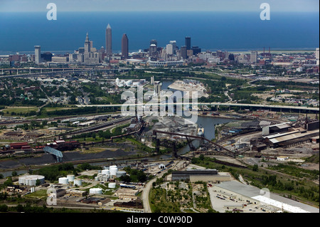 aerial view above downtown Cleveland Ohio Stock Photo - Alamy