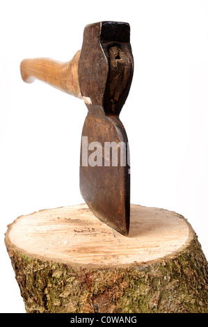 cutting tree with axe Stock Photo - Alamy