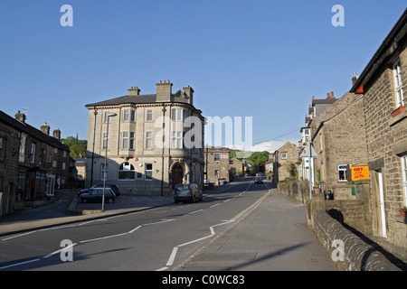 The main Road through Hathersage village in Derbyshire England. Peak ...