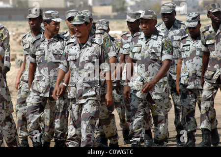 Saudi Arabian national guard soldiers celebrate after leading coalition ...