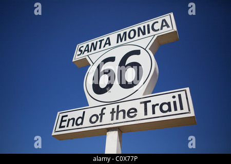 Route 66 Santa Monica End of Trail sign on , Santa Monica Pier Los ...