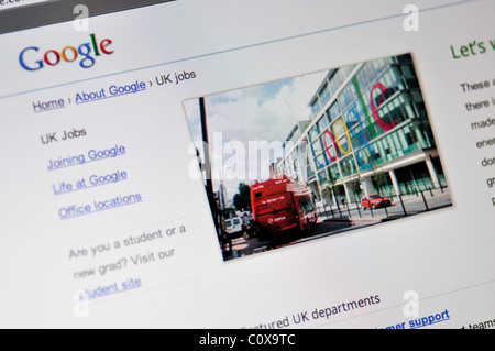 Google jobs website - listing of positions at Google company Stock ...