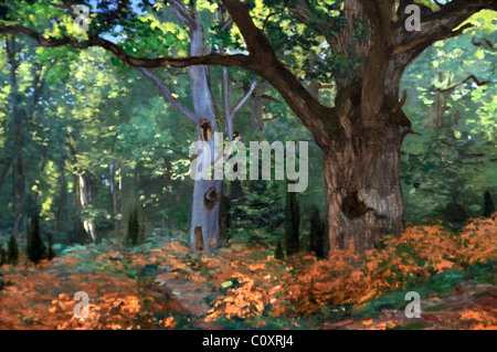 The Bodmer Oak, Fontainebleau Forest - by Claude Monet, 1865 Stock ...