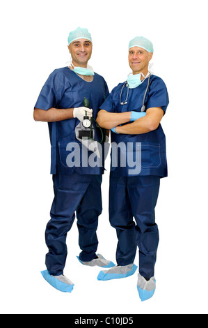 group of doctors in mask isolated on white Stock Photo - Alamy