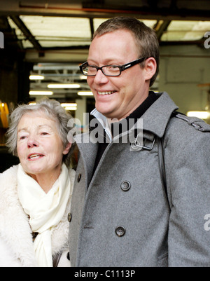 Ricky Groves who plays Garry Hobbs in EastEnders smoking outside ITV ...