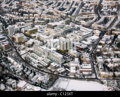 Aerial photo, University Hospital Essen, Earth globe, fisheye shot ...