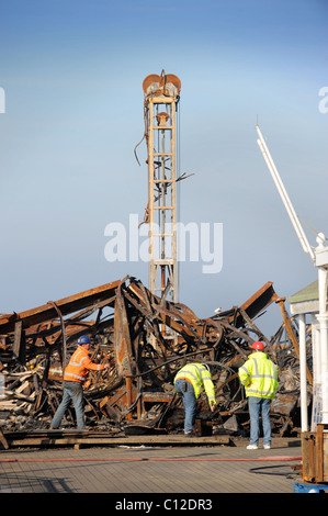 The fire damaged Grand Pier at Weston-super-Mare Sep 2008 Somerset UK ...