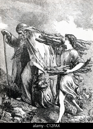 Abraham and Isaac at Mount Moriah. Genesis Abraham prepares to ...
