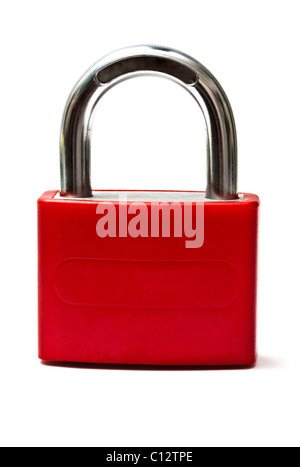 Red padlock lock isolated on white background Stock Photo - Alamy
