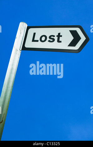 Lost, Strathdon, Aberdeenshire, Scotland. Road sign Stock Photo ...