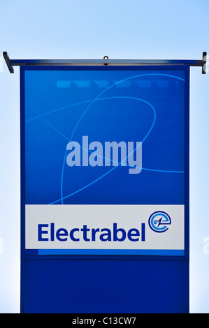 Sign with logo of energy corporation Electrabel, Ghent, Belgium Stock ...
