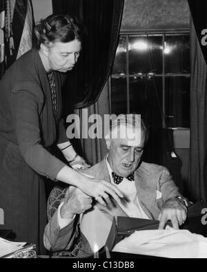 FDR Presidency. First Lady Eleanor Roosevelt with US President Franklin Delano Roosevelt, circa ...