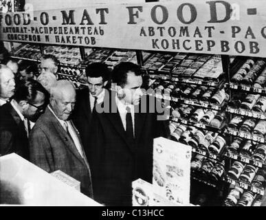 1959 Cold War. From left: Soviet Premier Nikita Khrushchev, Vice ...