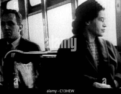 Rosa Parks sitting on a bus in Montgomery, Alabama, 1956 Stock Photo ...