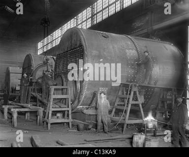 Steam ship boilers under construction in Wyandotte, Michigan in 1912 ...