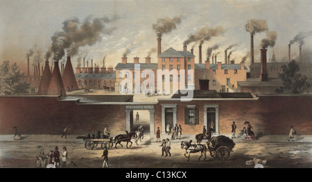 Sheffield steel industry. 19th-century artwork of the Wentworth Works ...