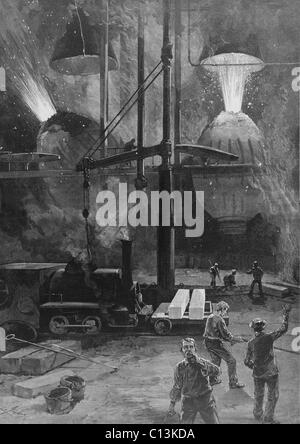 Making steel by the Bessemer process 1886. Englishmen, Sir Henry ...