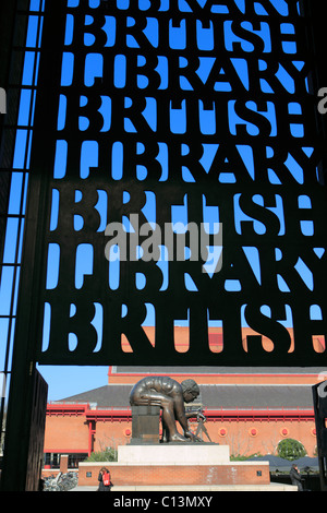 The British Library Courtyard with statue of Isaac Newton, Euston Road ...