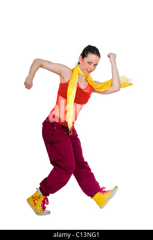 Female Hip Hop Dancer in Tip Toe Position with her Hair Covering her ...