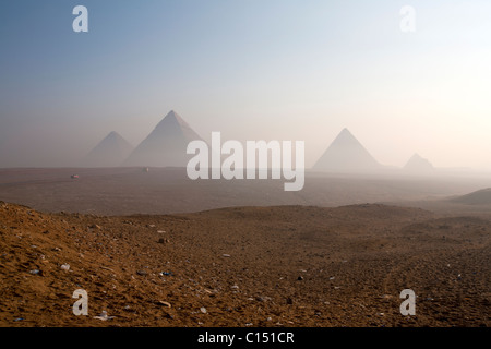 The Pyramids of Giza with Litter Stock Photo - Alamy