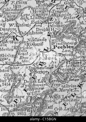 Old map of Scotland from original geography textbook, 1865 Stock Photo ...