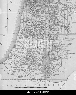 Old map of Israel from original geography textbook, 1884 Stock Photo ...