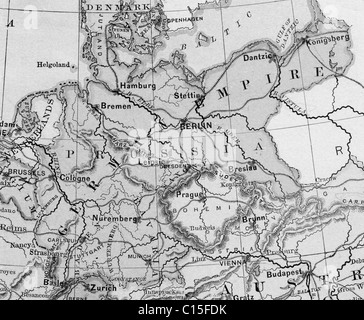 Original old map of Germany from 1875 geography textbook Stock Photo ...