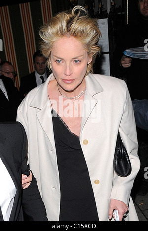 Sharon Stone leaving Annabel's Nightclub, looking tired, gaunt, and a ...