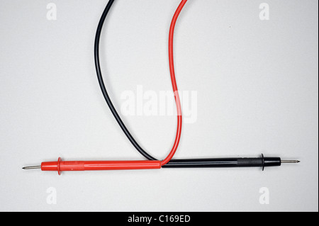 Electrical testing cable, red and black, positive and negative Stock ...