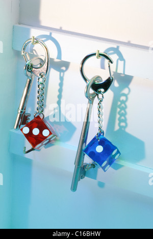 Keys with Dice Key Rings Stock Photo - Alamy