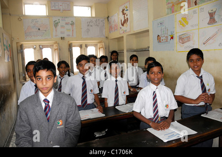 School class, Jaipur, Rajasthan, North India, Asia, Four girls in ...