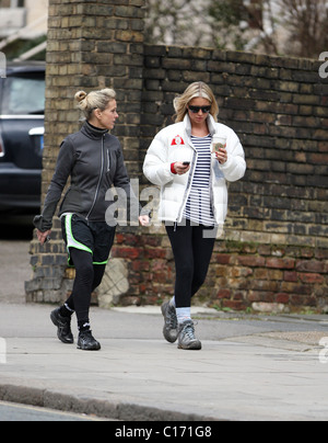 Denise Van Outen goes for a power walk with her trainer, Nicki Waterman ...