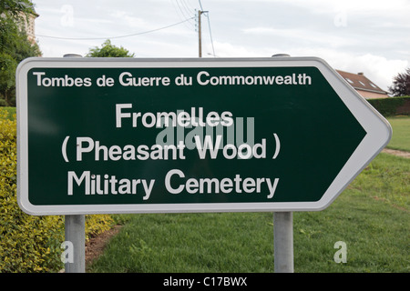 Typical CWGC road sign for the Fromelles (Pheasant Wood) Military ...