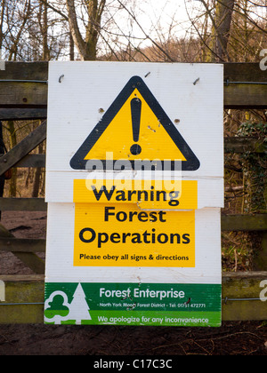Forest Operations Warning Signs Forestry Commission Stock Photo - Alamy
