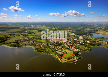 Aerial view, Sternberg, Lake Sternberg, Mecklenburg lake district ...