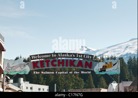 Welcome to Ketchikan sign, Ketchikan, Southeast Alaska, Summer Stock ...