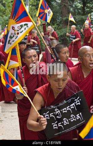 Tibetan flags, protest Stock Photo - Alamy