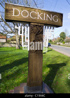 Village sign for Docking Stock Photo - Alamy