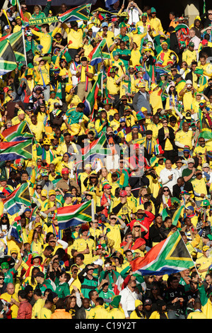 South Africa fans cheer on their team during the World Cup Group A ...