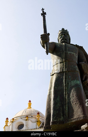 Satue of the first portuguese king Afonso Henriques, located on Faro ...